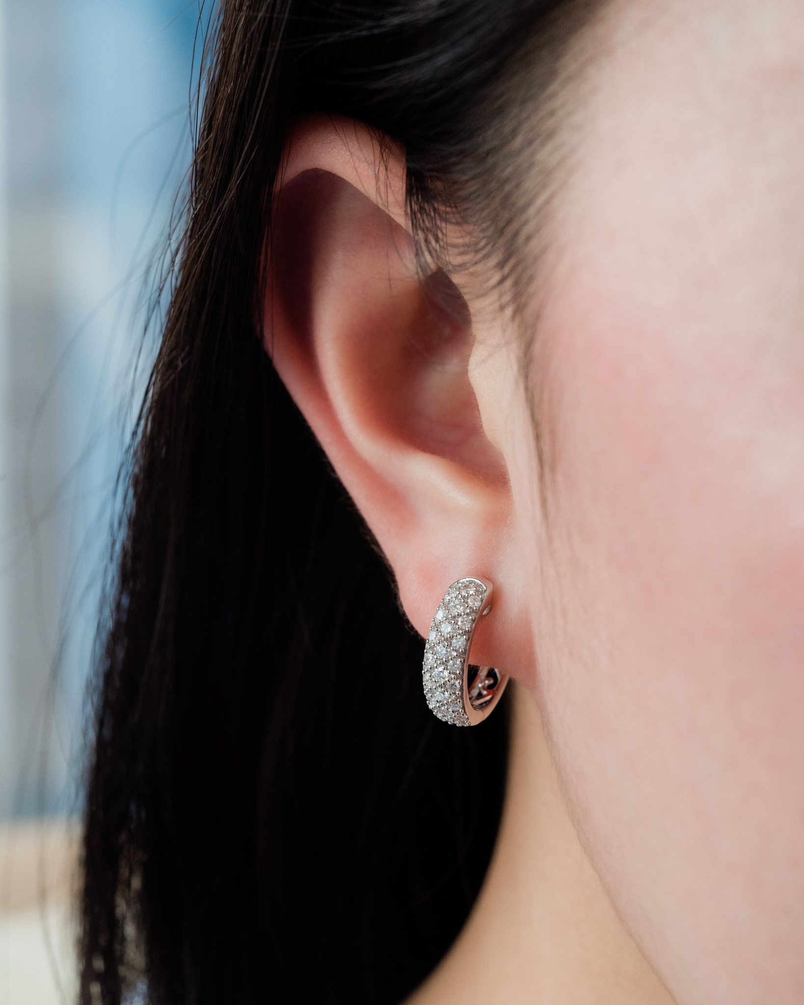 14K White Gold Round Illusion Loop Earrings - Manila Diamond Studio